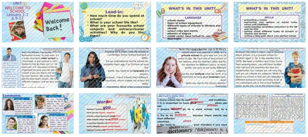 Презентація до уроків 1-2 у 8 класі “Unit 1. Welcome to school. Lessons ...